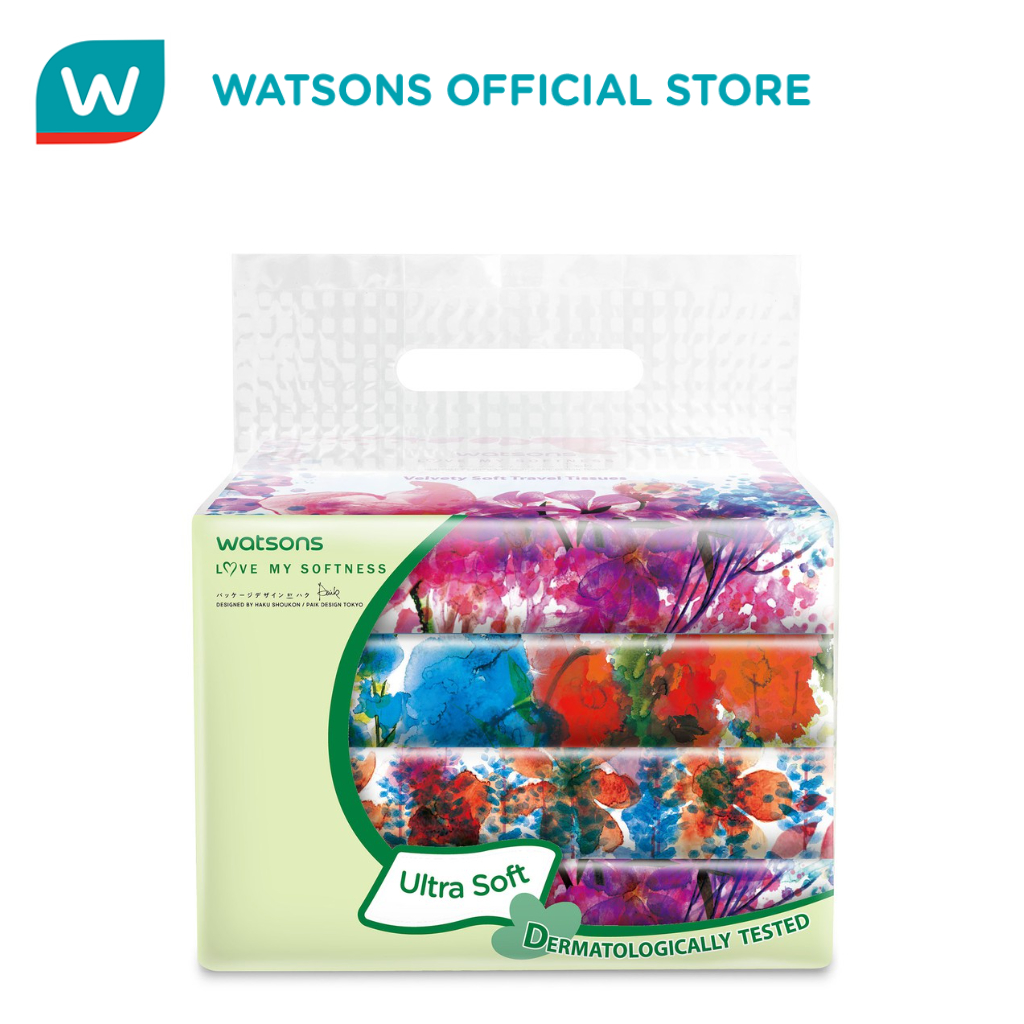 WATSONS X Flower Travel Tissue 3 Ply 50 Sheets 4 Packs | Shopee Philippines