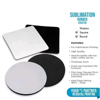Sublimation Rubber Coaster Square | Round for Sublimation Printing sold ...