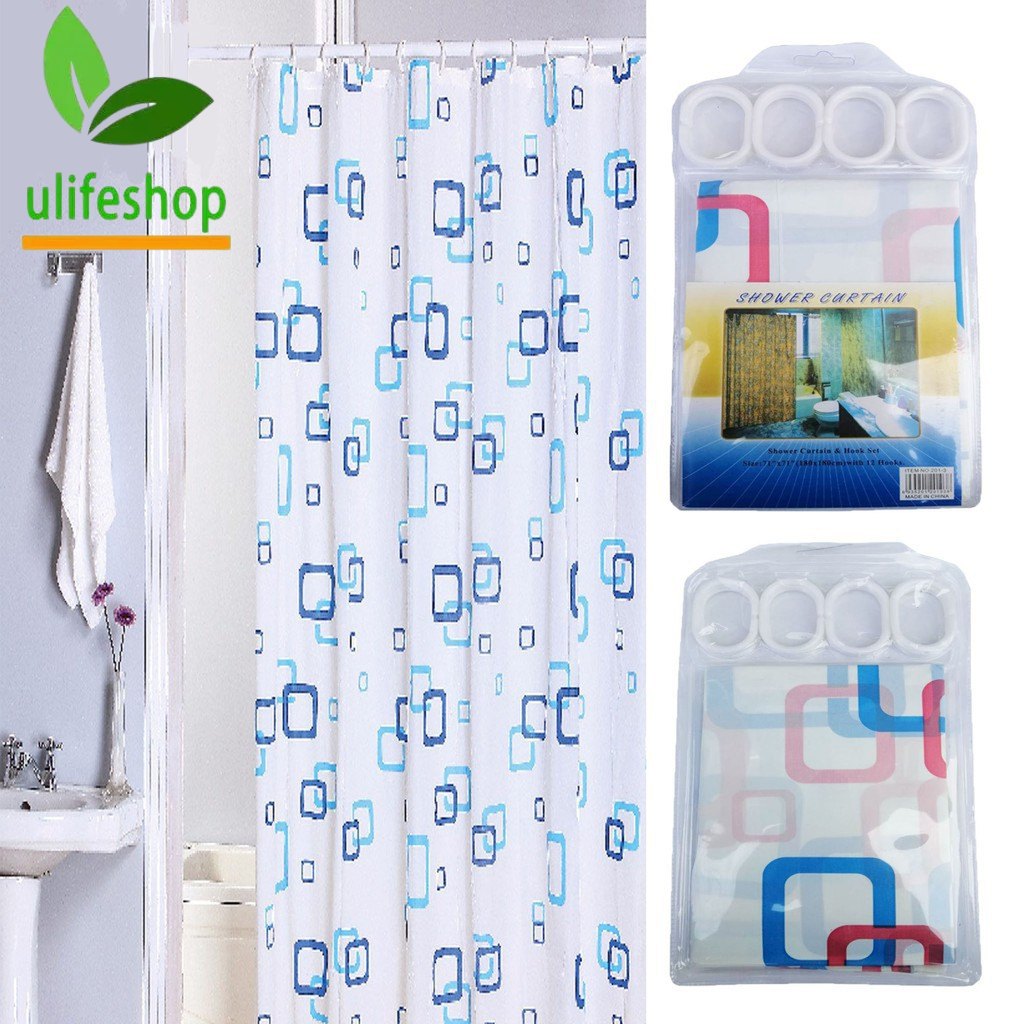 ULife Best-selling Bathroom Waterproof PEVA Shower Curtain Set 180CM ...