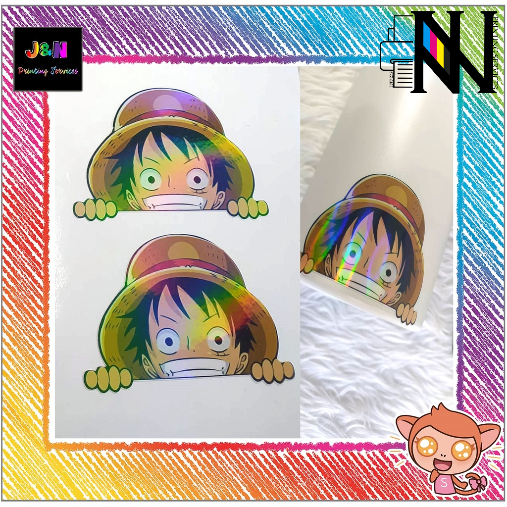 Luffy One Piece Waterproof Peeker Vinyl Stickers for Tumbler Mug Car ...