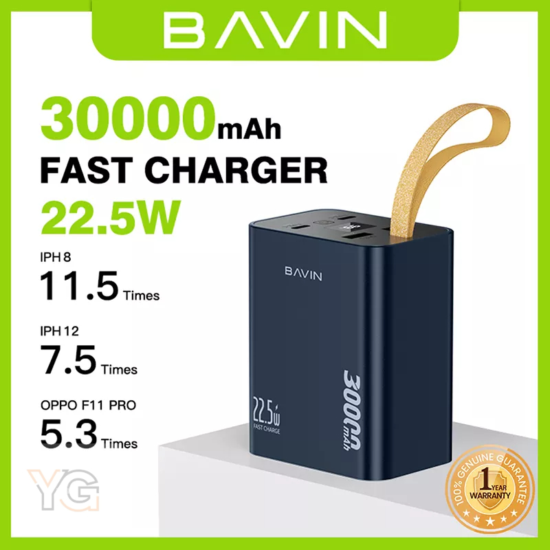 BAVIN PC1008 Powerbank 30000mAh 22.5W LED Digital Power Display Scrub ...
