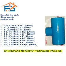 CCS PVC Tee Reducer/Elbow Reducer Blue For Water Line Various Sizes 3/4 ...