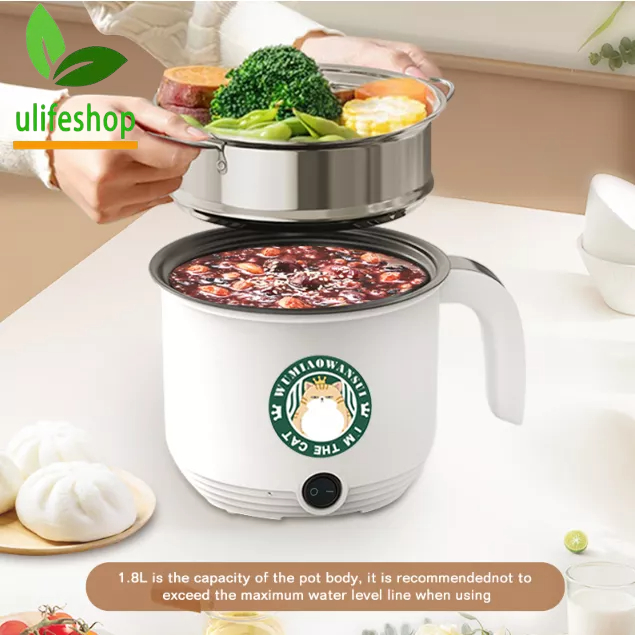 Ulife Mini Rice Cooker With Steamer Small Non Stick Hot Pot Multifunctional Electric Cooker 1.8L ...