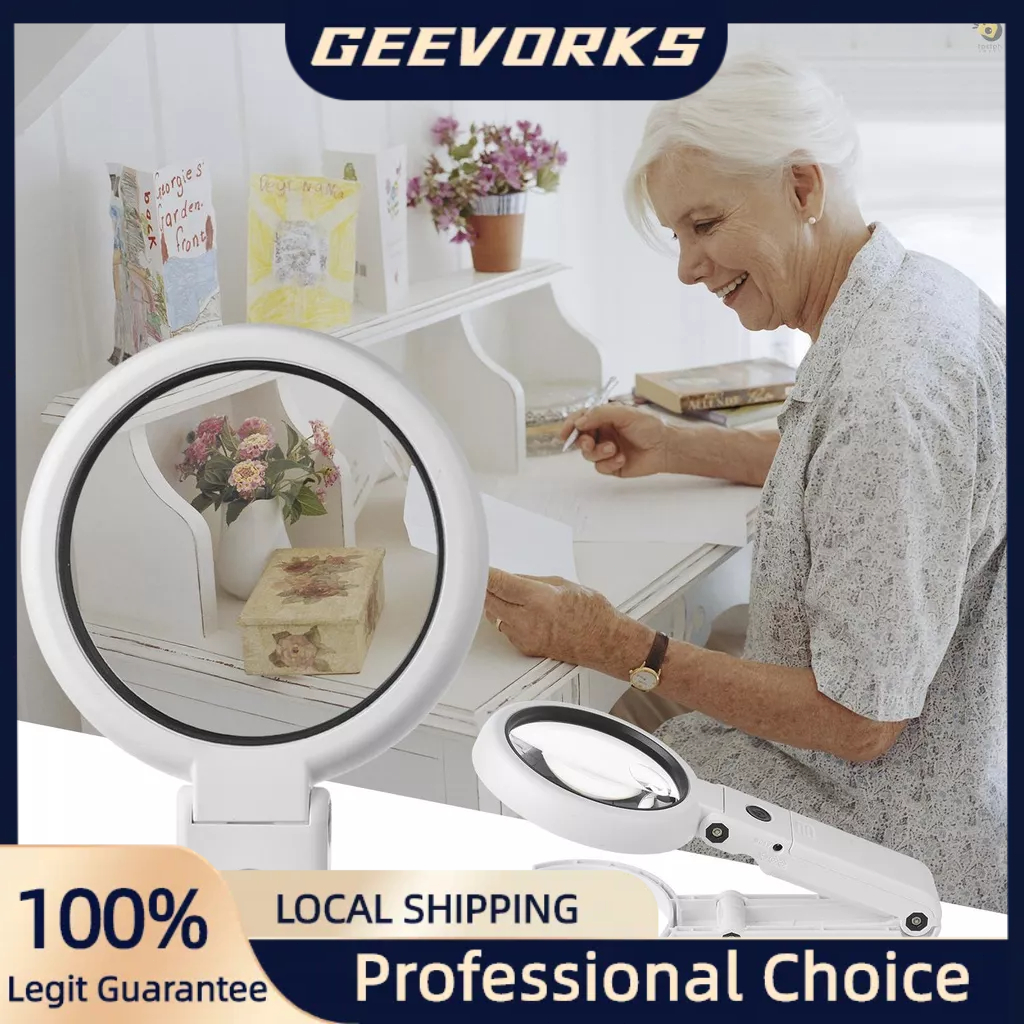 [LOCAL]5X/10X Handheld Desk Magnifier with LED Light and Stand USB ...