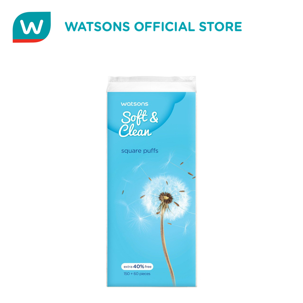 WATSONS Soft and Clean Square Puffs 150+60pcs | Shopee Philippines