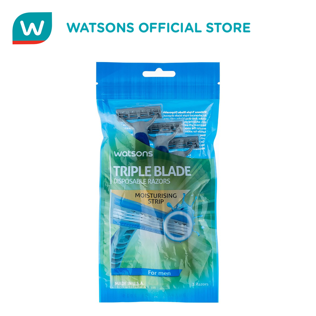 WATSONS Triple Blade Disposable Razor for Men 3s | Shopee Philippines