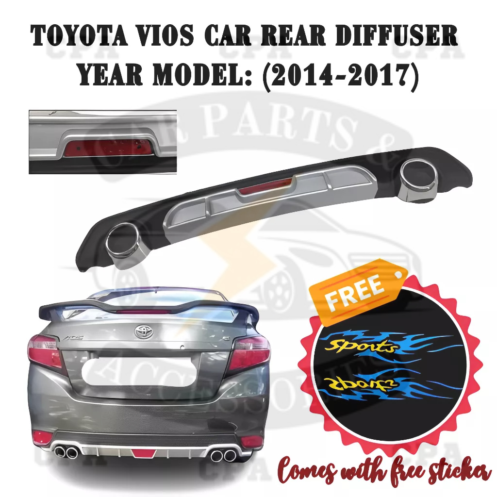 CPA 2014 2015 2016 2017 TOYOTA VIOS DIFFUSER (SILVER) Car Rear Bumper ...