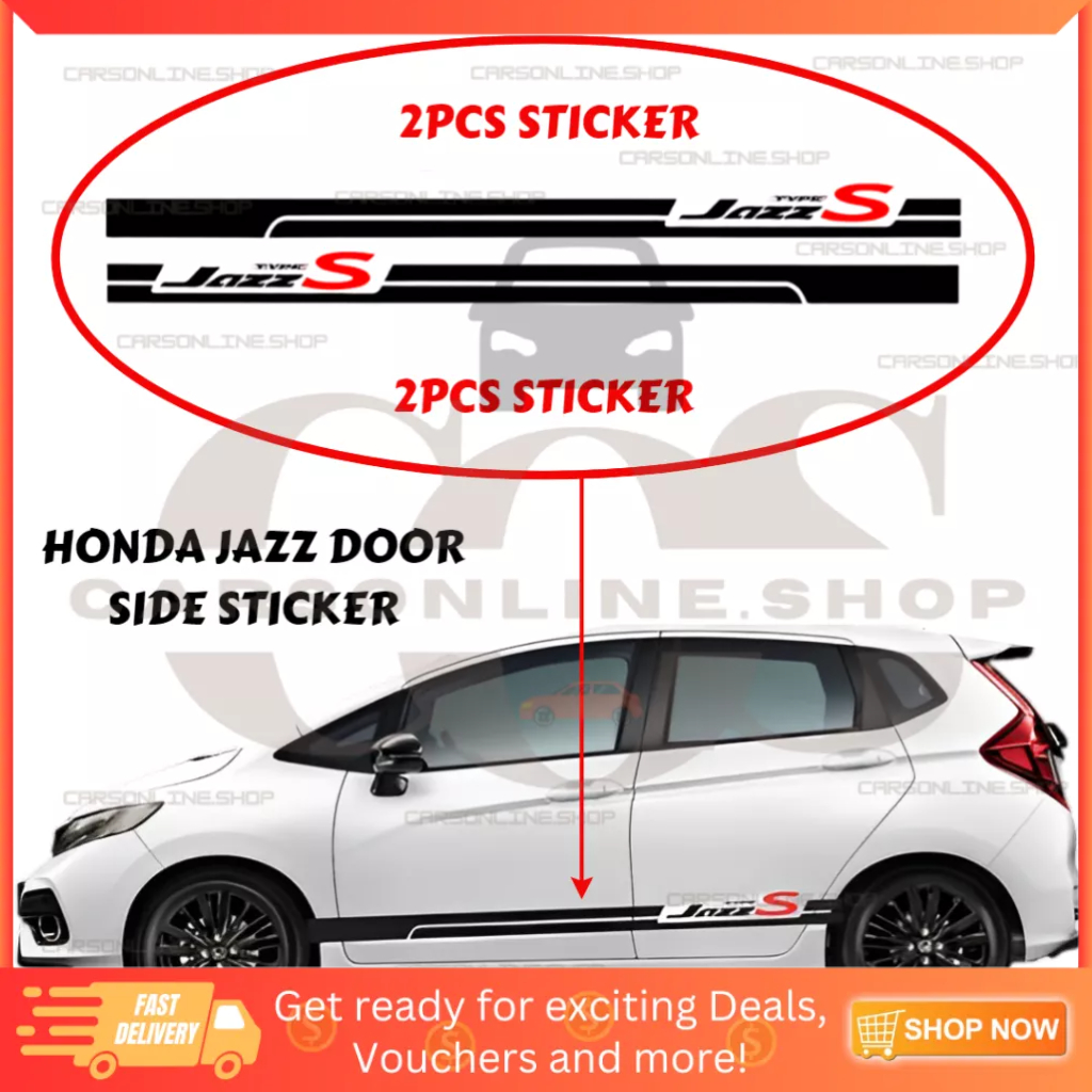 CP 2Pcs HONDA JAZZ Car Body Side Sticker Truck Decal Vinyl Flame ...