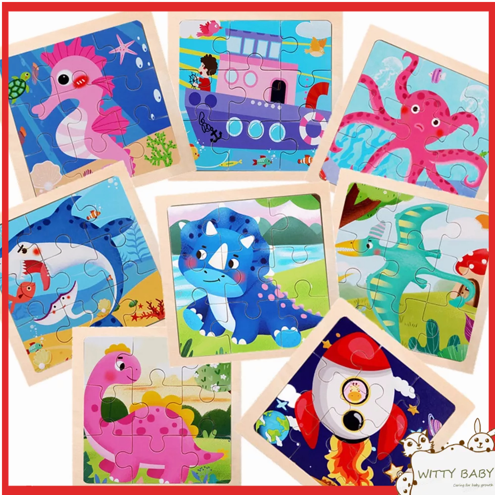 【COD】WB 9 Pieces of Wooden Puzzle Jigsaw Puzzle Cute Puzzle for Kids ...