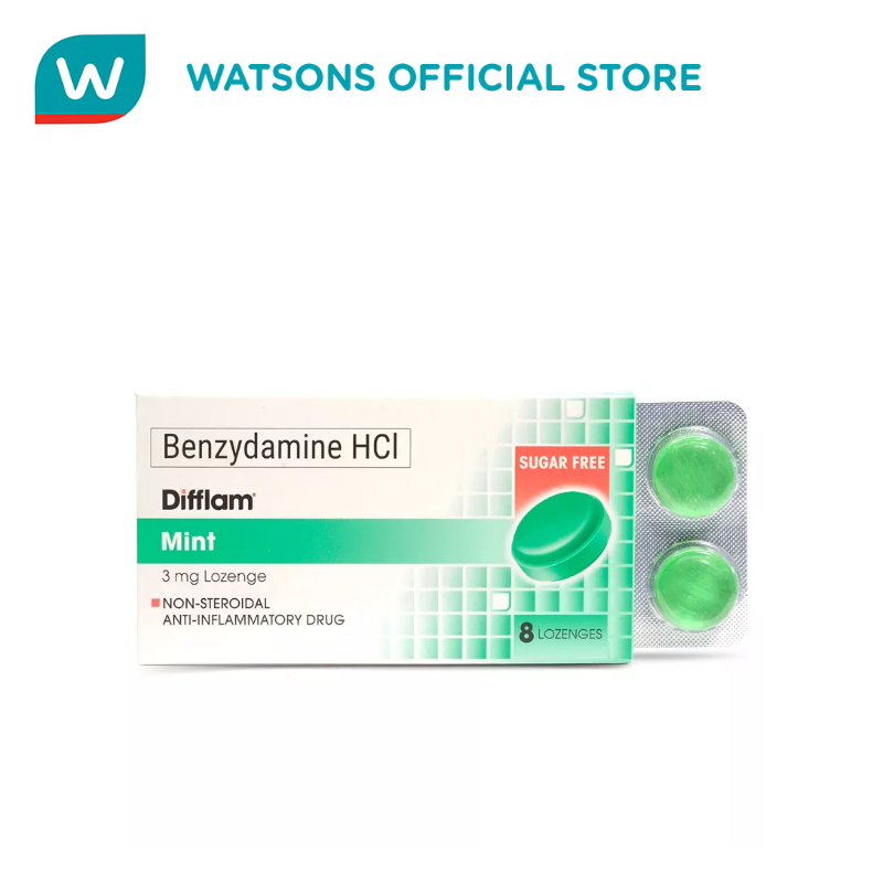 DIFFLAM MINT Benzydamine hydrochloride 3mg Lozenges x 1 Lozenge ...
