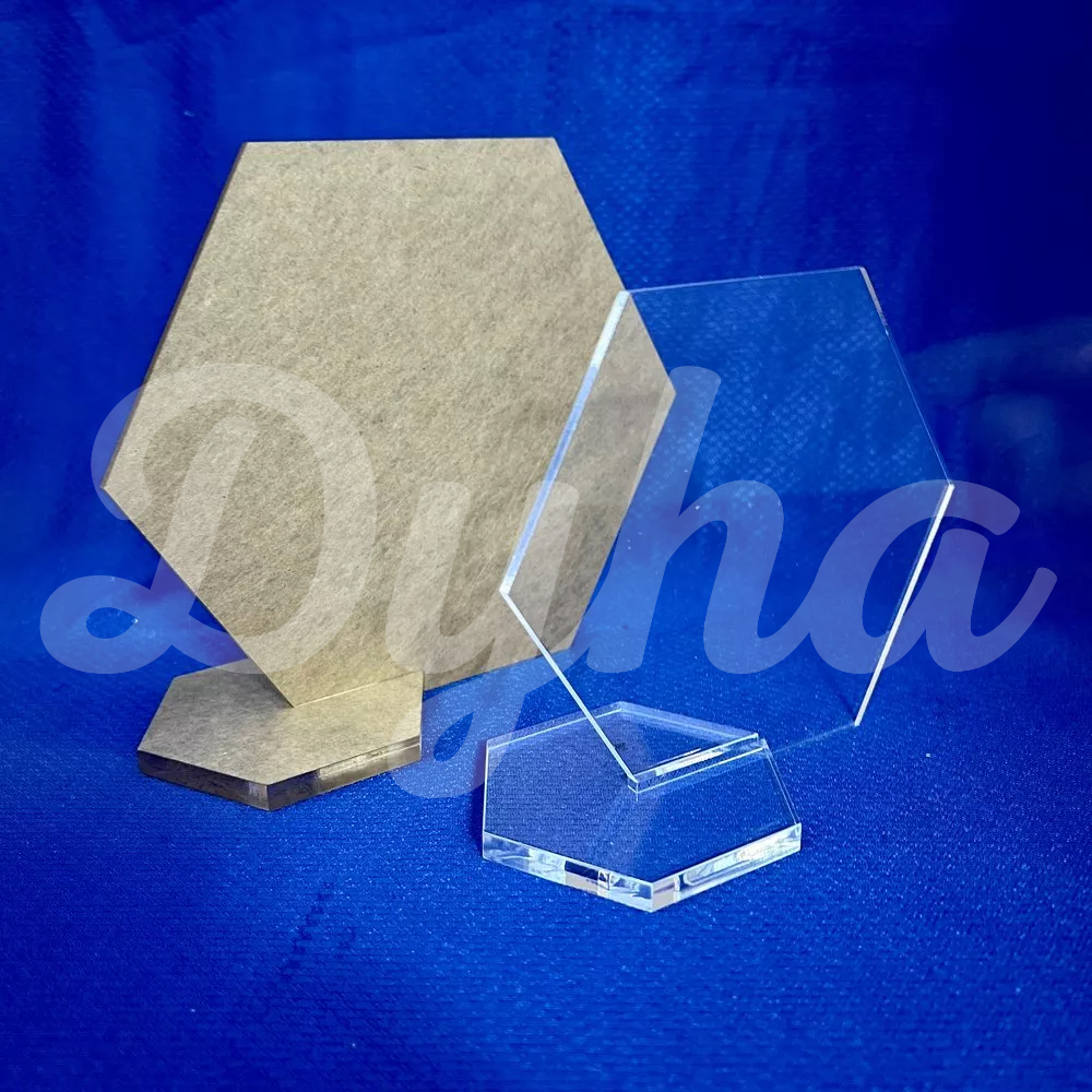 Hexagon Clear Acrylic Stand With Thick Base [6mm], Guest Name Tag table ...