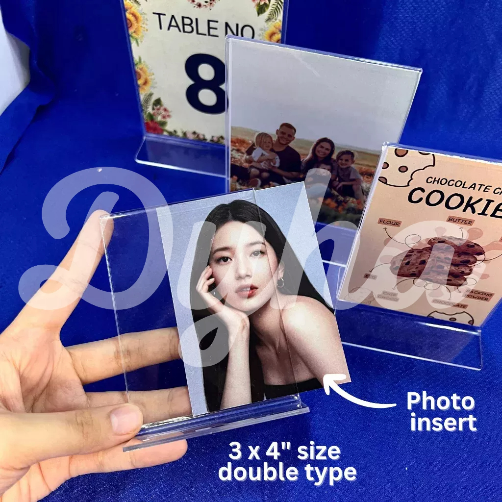 Clear Acrylic Stand [SET B - A6/4R, 3R, 3x4inches, 4x5inches] PORTRAIT SIGN PHOTO holder ...