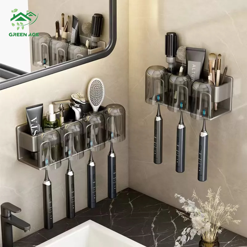 (Spot) Toothbrush Holder Aluminum Rack Toothpaste Holder Self ...