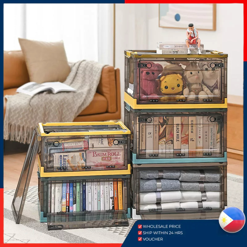 88L Transparent Foldable Storage Box Organizer Clothes Storage Cabinet ...