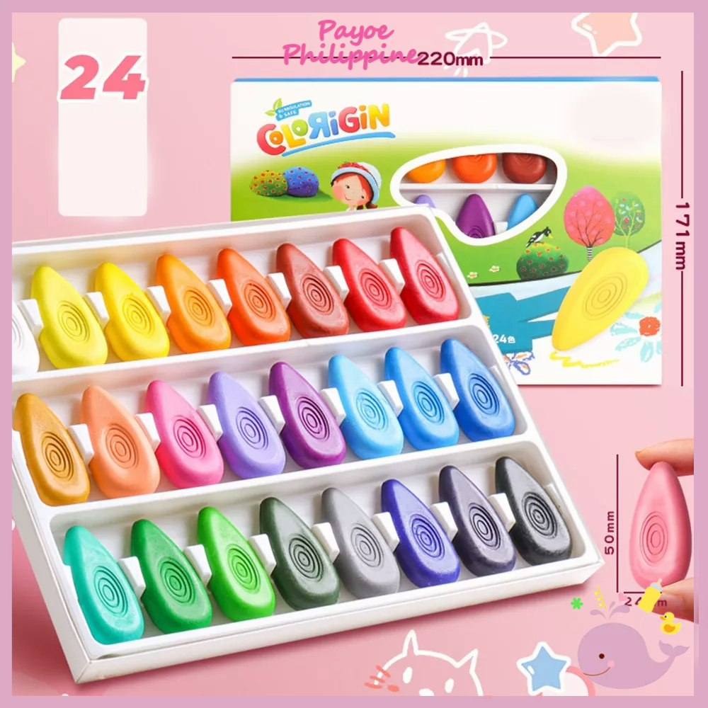 Payoe Drop shape crayon set for kid 12/24 Colors school supplies ...
