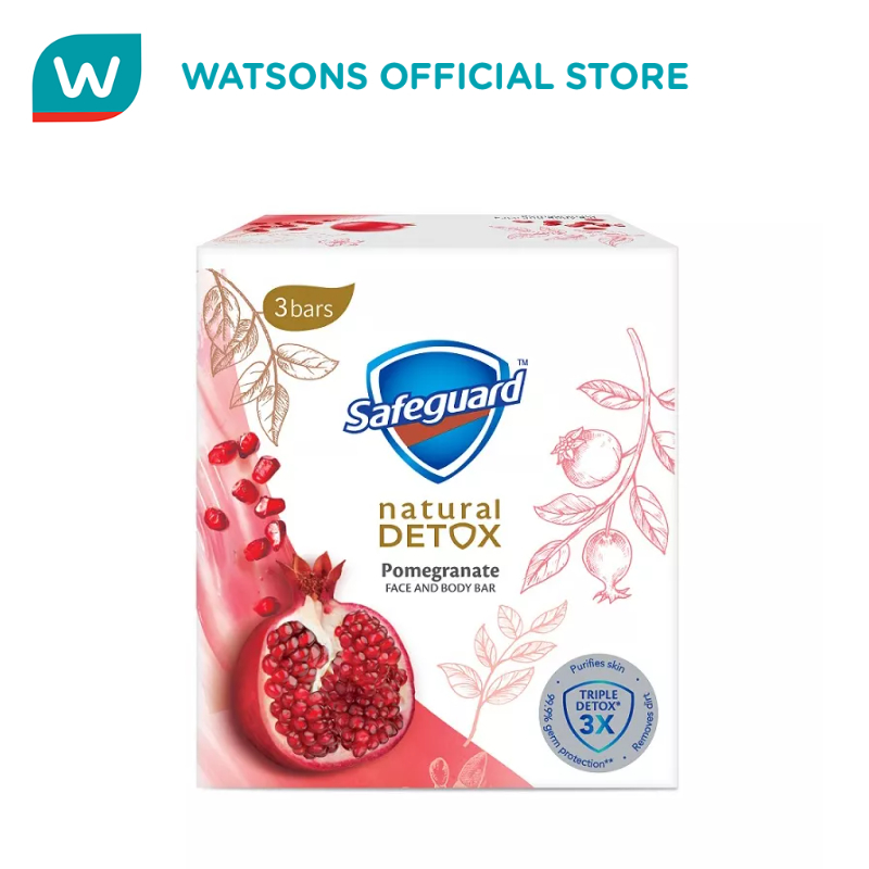 SAFEGUARD Detox Face and Body Bar Pomegranate 108g x 3 | Shopee Philippines