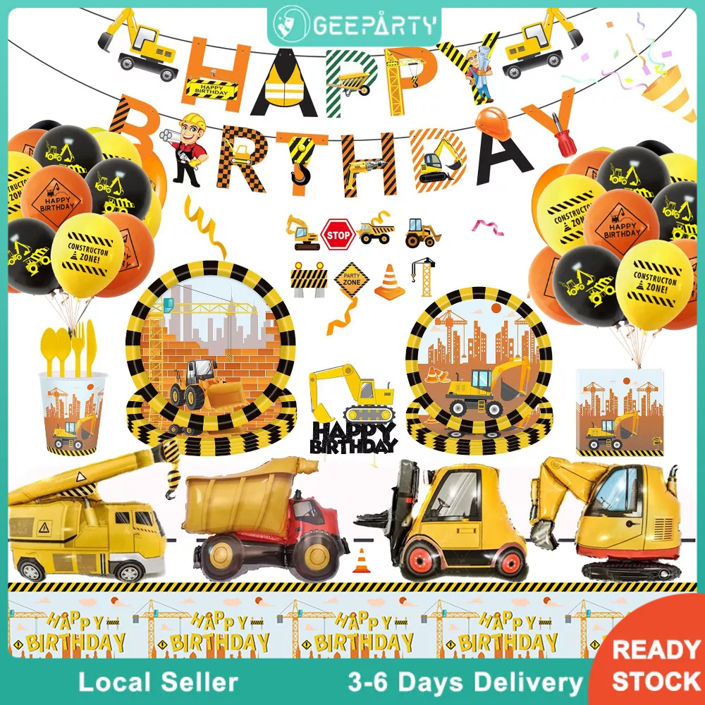 GeeParty Birthday Party Decoration Construction Theme for Kid Birtday ...