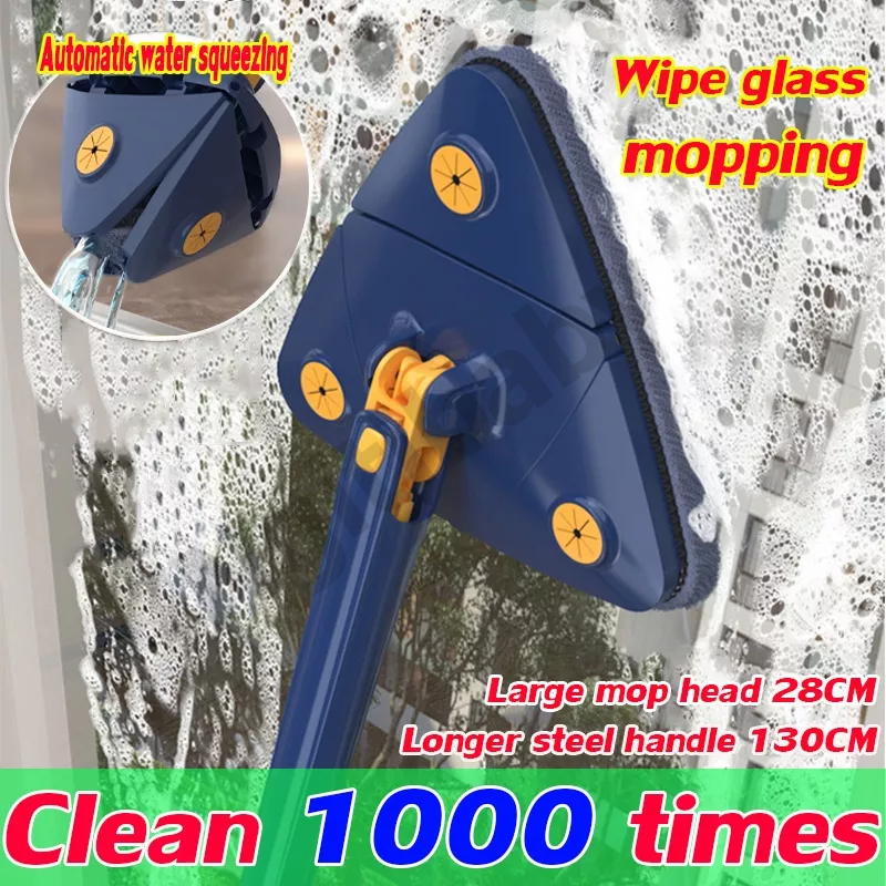 Triangle Rotary Mop Automatic twist water Fiber Mop Floor Sweeping Wet ...