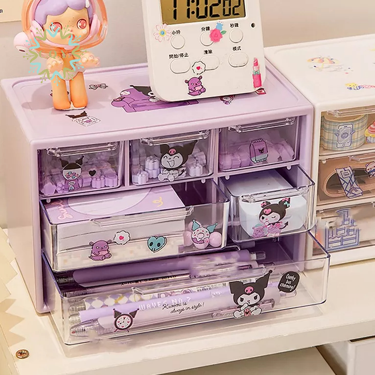 Cute Small Six Drawers Desktop Organizer Macaron Accessories Storage ...