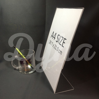 Clear Acrylic Stand [A4 size, single/slant/L type PORTRAIT] 1pc Sign ...