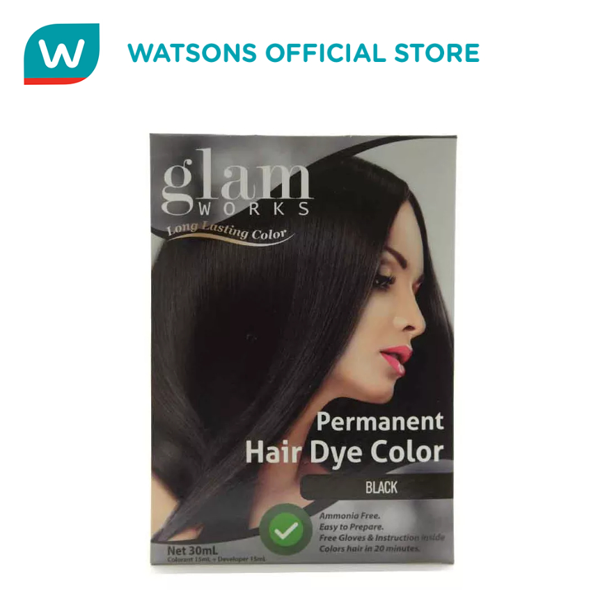 Glamworks Permanent Hair Dye Color Black 30ml | Shopee Philippines