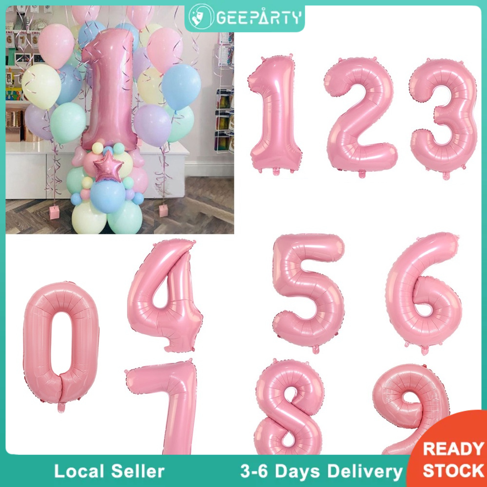 32 inch Pearl Pink Foil Number 0 1 2 3 4 5 6 7 8 9 Balloons for Kids ...