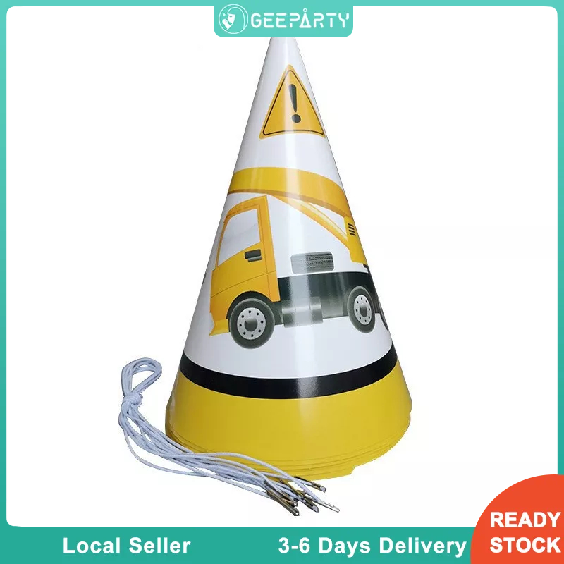 6pcs Construction Theme Party Hats Engineering Birthday Party ...