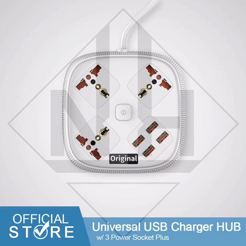 Ninhao Universal Socket 3.1A High Power w/ 4 Port USB Socket and 3 ...