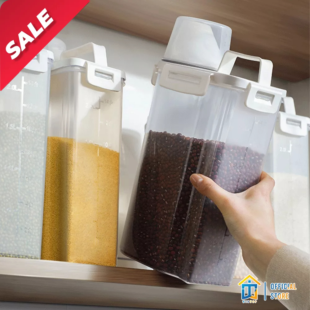 Wintop Plastic Food Container Home Sealed Rice Storage Box Cans Grains ...