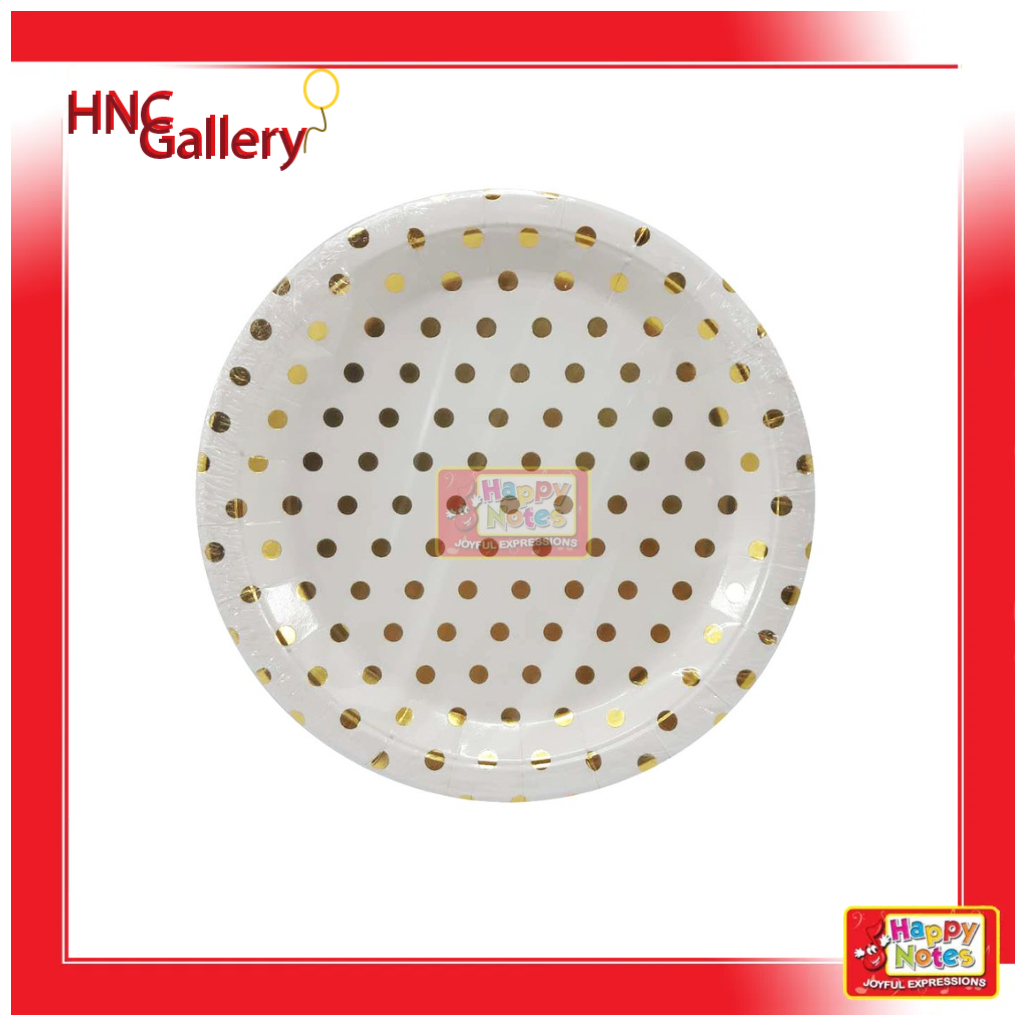 Happy Notes Paper Plates (10pcs Hot Stamping Printed Small Dots Design ...