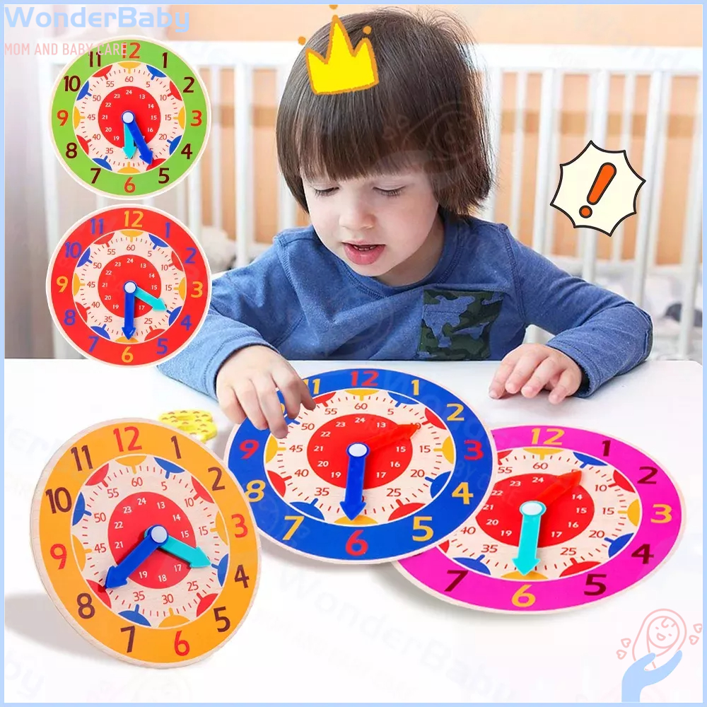 WD【COD】 Wooden Clock Toy montessori educational toy learning Cognition ...