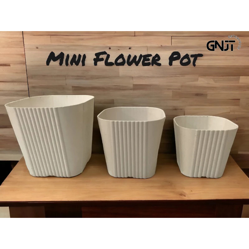 Corrugated White Mini Flower Pot Plastic Paso Minimalist | Shopee ...