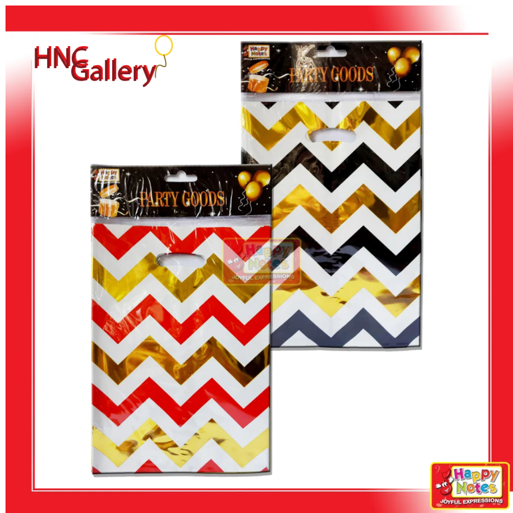Happy Notes Party Loot Bag (Metallic Zig Zag) 10pcs Candy/Gift Bag w ...