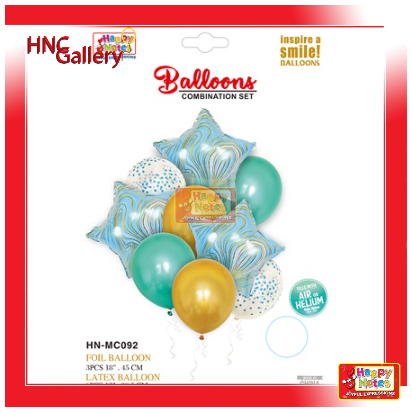Happy Notes Balloon Combination Set (Blue Star Marble Foil Design ...