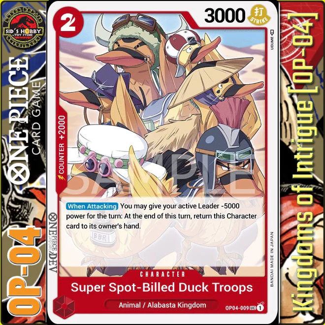Super Spot-Billed Duck Troops OP04-009 x Kingdoms of Intrigue Red x Uncommon One Piece TCG ...