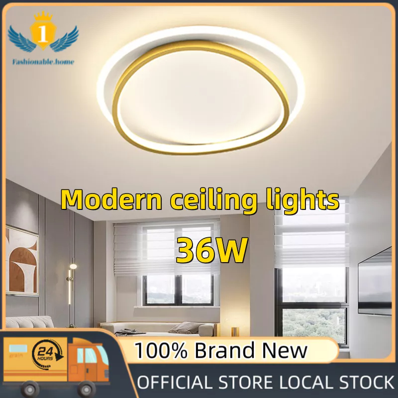 LED ceiling light Nordic bedroom three-tone remote control ceiling ...