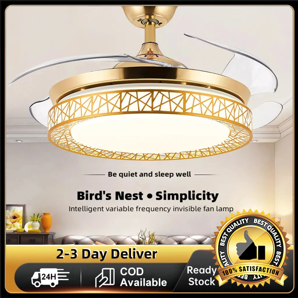 HOT Ceiling Light With Fan Invisible 42Inch LED 3color Remoter ...