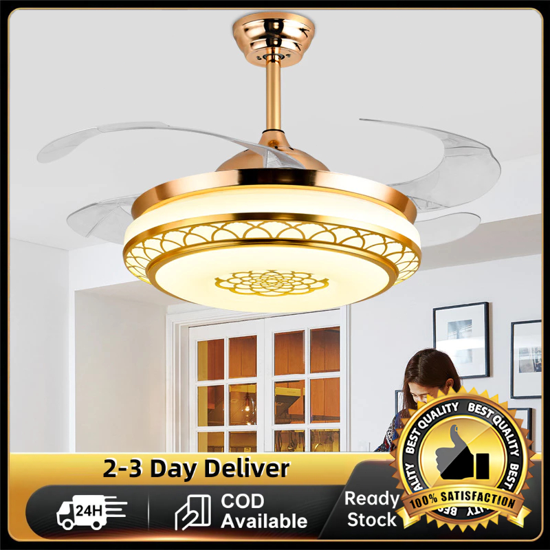 Ceiling Fan Light 42inch Retractabl Invisible Ceiling Fan Chandelier ...
