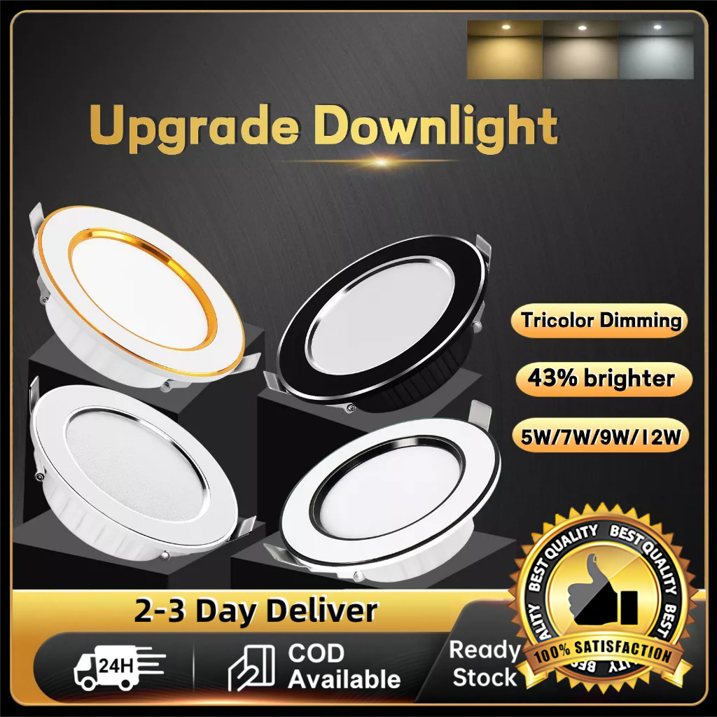 Tricolor LED 7w ultrathin Downlight Recessed Slim Panel Ceiling Light ...