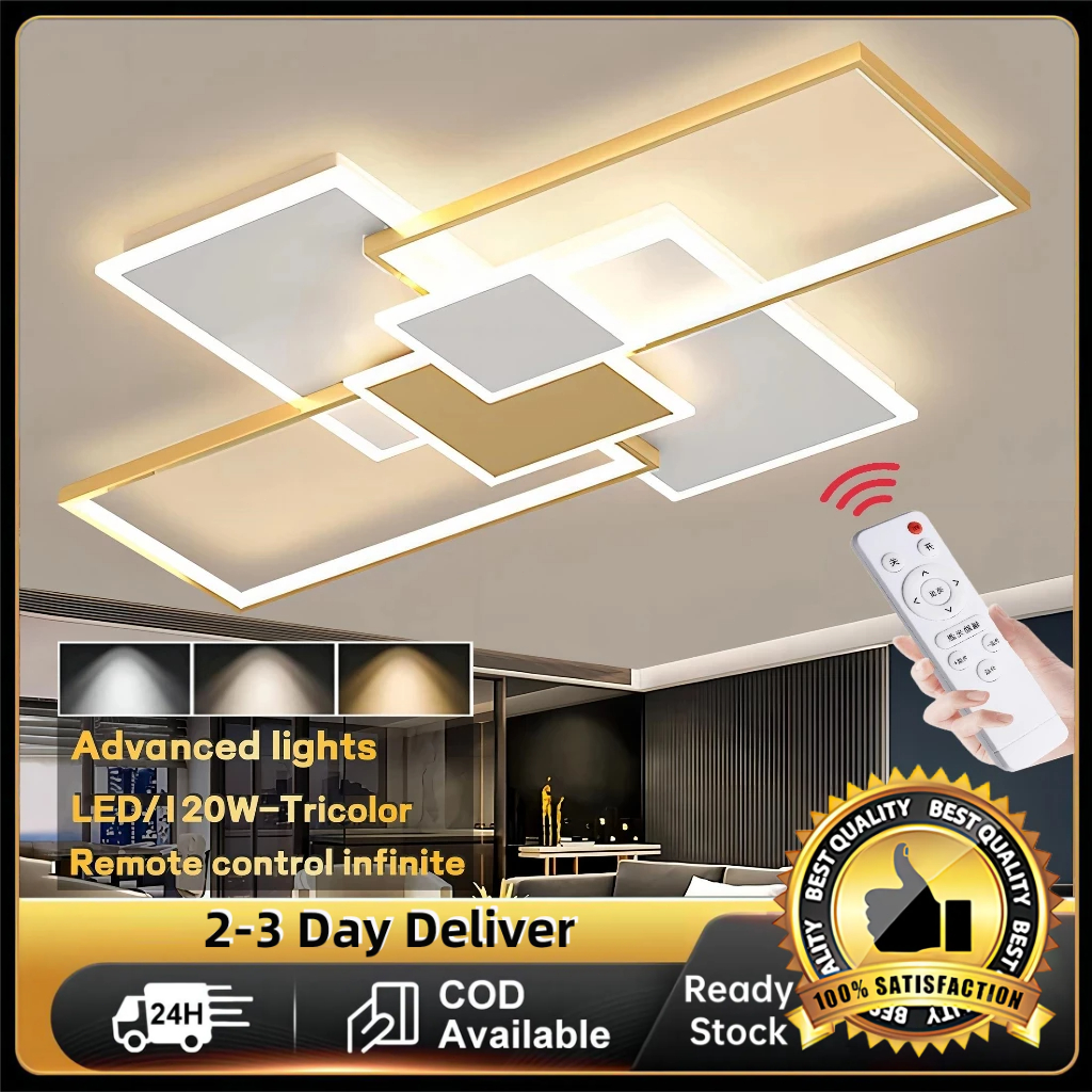 COD Modern LED Lights Ceiling Light Remote Control Tricolor Living ...