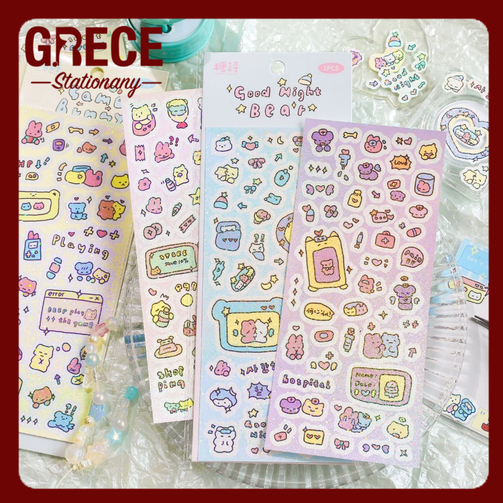 Korean cute hand drawn glittering sitckers | Shopee Philippines