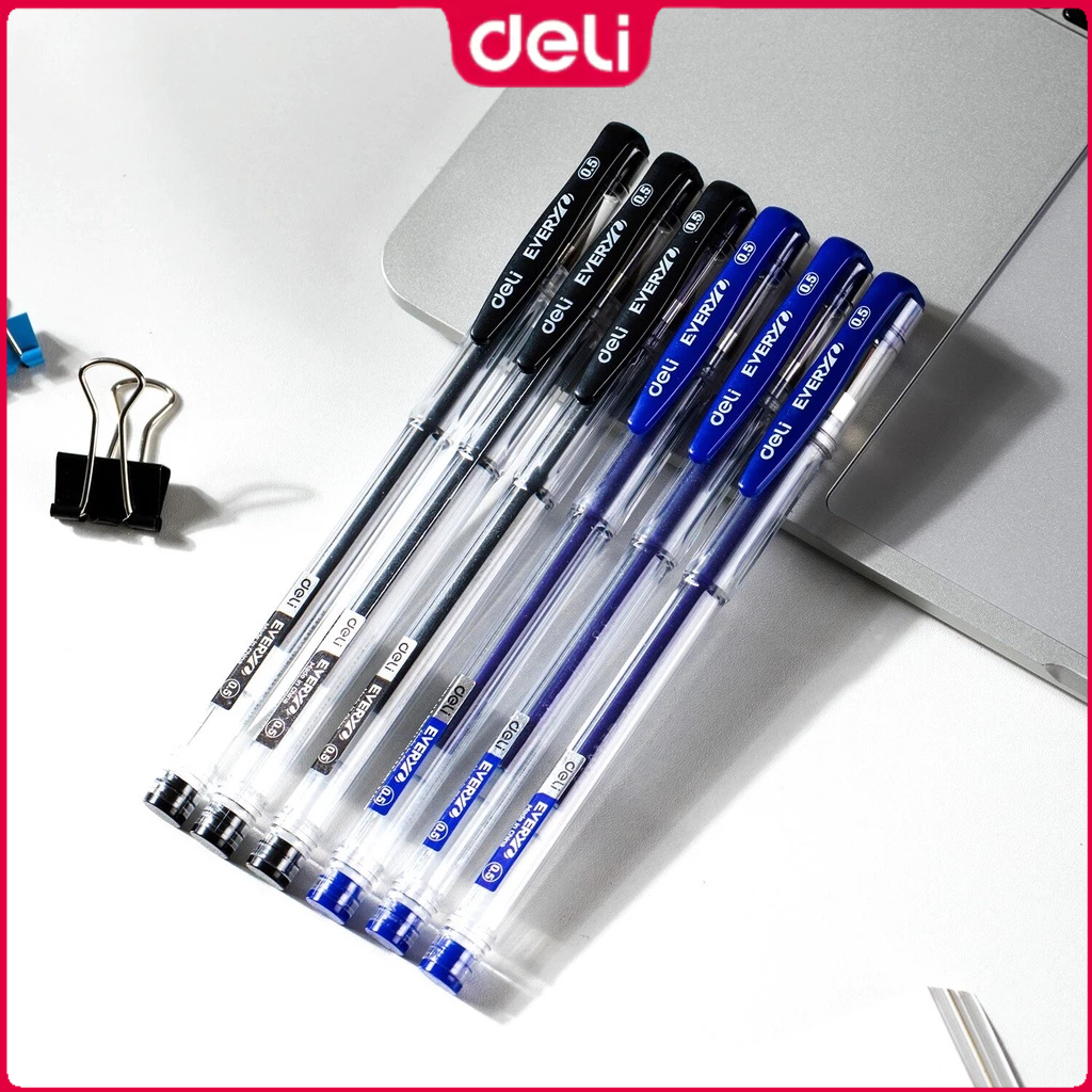 Deli EG65 Gel Pen 0.5mm Black/Blue Sign Pens Writing Stationery School ...