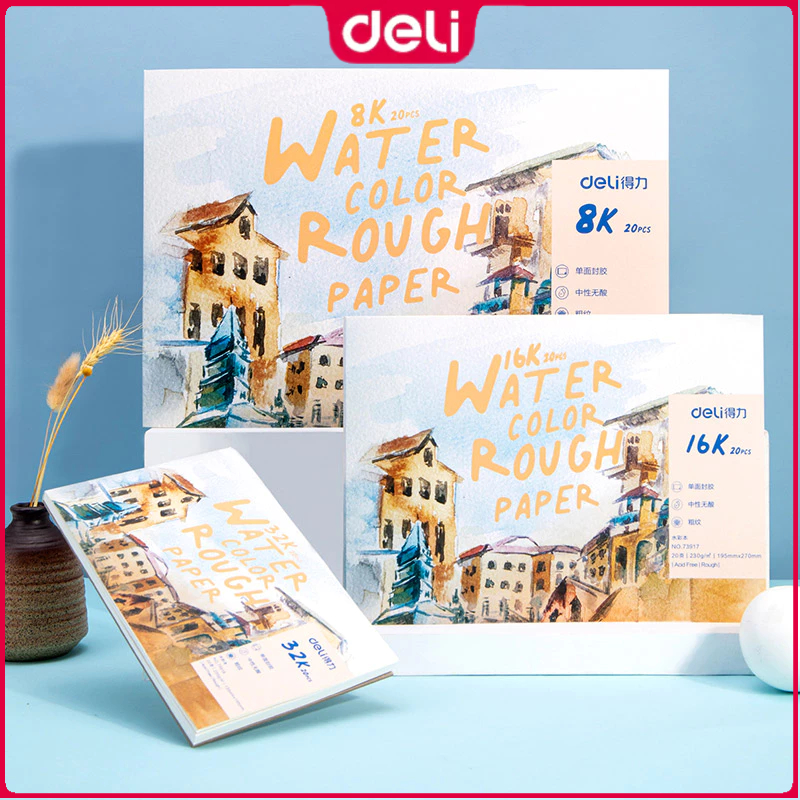Deli 32K/16K/8K Watercolor Paper 20 Sheets Drawing Book Blank ...