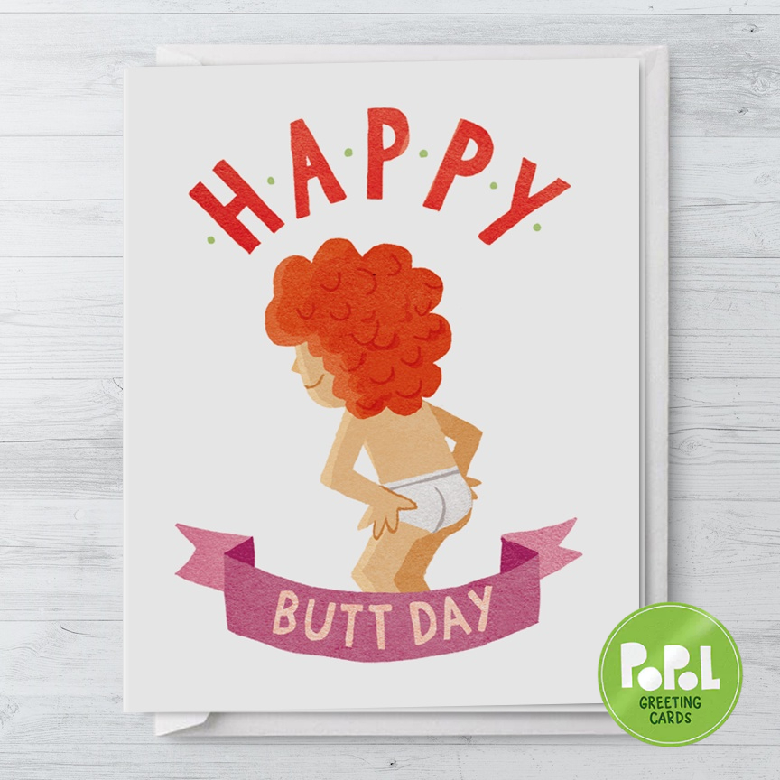 Popol - Happy Butt Day - Greeting Card for Birthdays Cute Funny Sweet ...