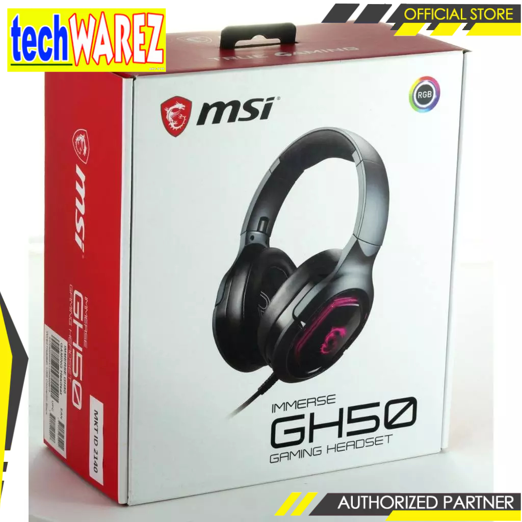 MSI Immerse Gh50 Gaming Headset 7.1 Surround Vibration RGB Mystic Light Detachable Mic | Shopee ...