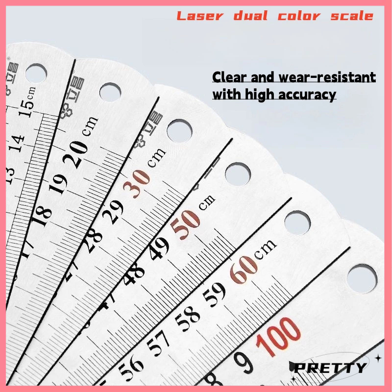 Stainless Steel Measuring Double-sided Scale Ruler 30cm/60cm High ...