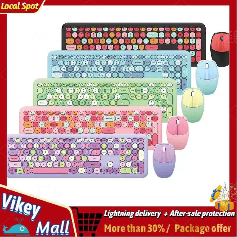 Mofii Sweet Mixed Color 2.4G Wireless Keyboard and Mouse Combo Cute ...