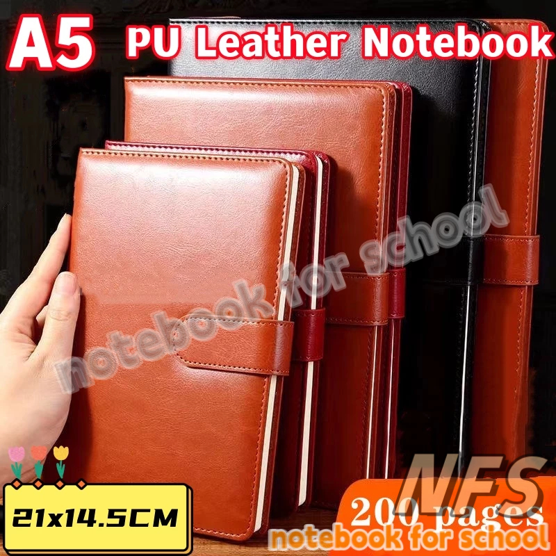 NFS A5 Retro PU Leather Business Notebook with Magnetic Snap Line 200 ...