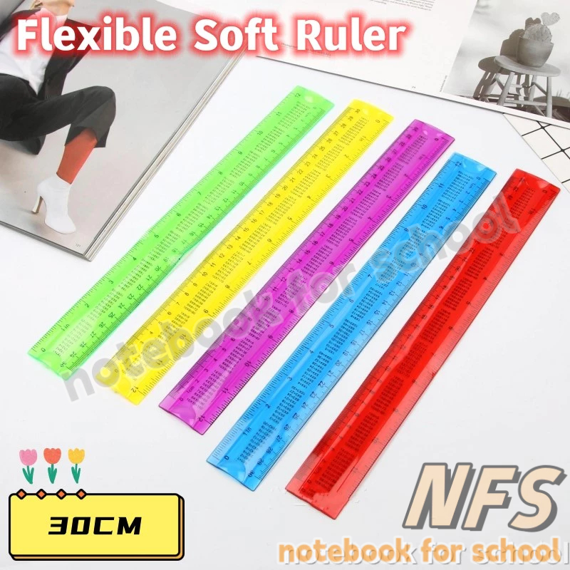 30CM Candy Color Ruler Flexible Soft Unbreakable Multifunctional ...