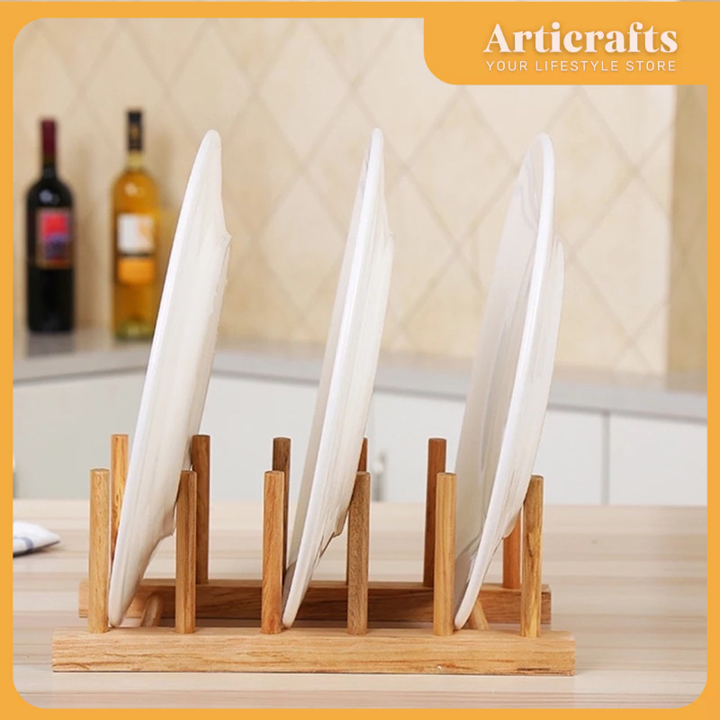 Japan Minimalist Kitchen Wooden Plate Rack Organizer | Shopee Philippines
